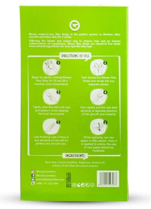 Blesso Waxing Strips ( Active Aloe Vera ) for Dry Skin – Rozzana.pk