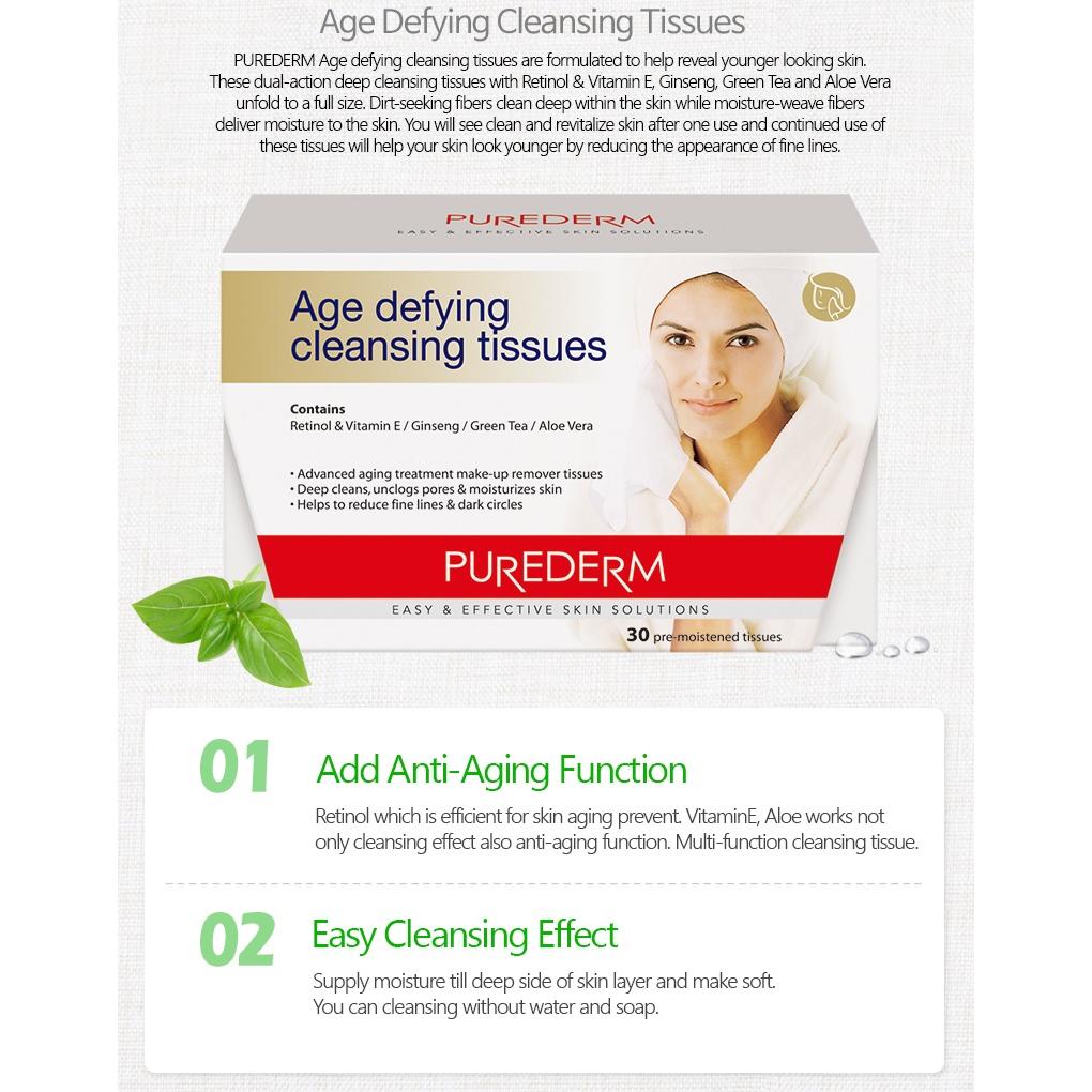 Purederm Age Defying Cleansing Tissues 30 Tissues – Rozzana.pk